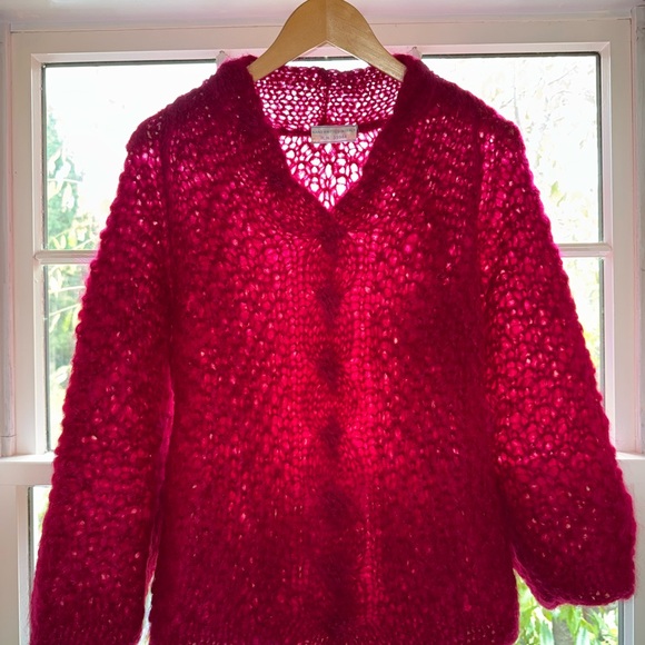 Sweaters | Vintage Vibrant Hot Pink Knit Cardigan | Poshmark